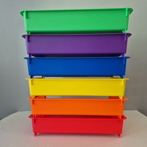 Unbranded | Office | 6 Pack Rainbow Colorful Plastic Stackable Storage ...